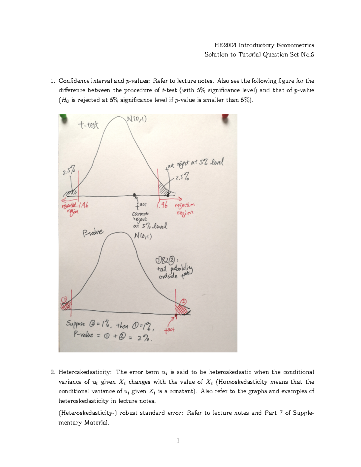 HE2004 Solution Q5 - HE2004 Introductory Econometrics Solution to Tutorial Question Set No ...