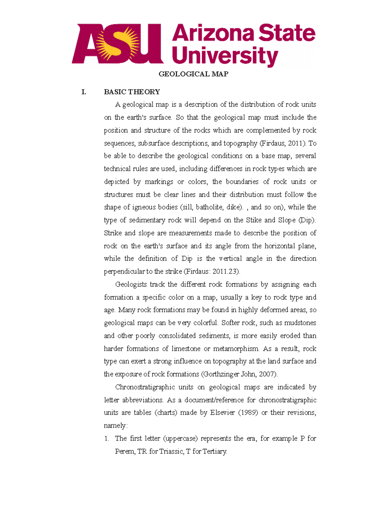 Geological MAP - GEOLOGICAL MAP I. BASIC THEORY A geological map is a ...
