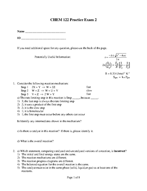 Chem 122 W8 - Week 8 experiment. Got an A on this report with Prof ...