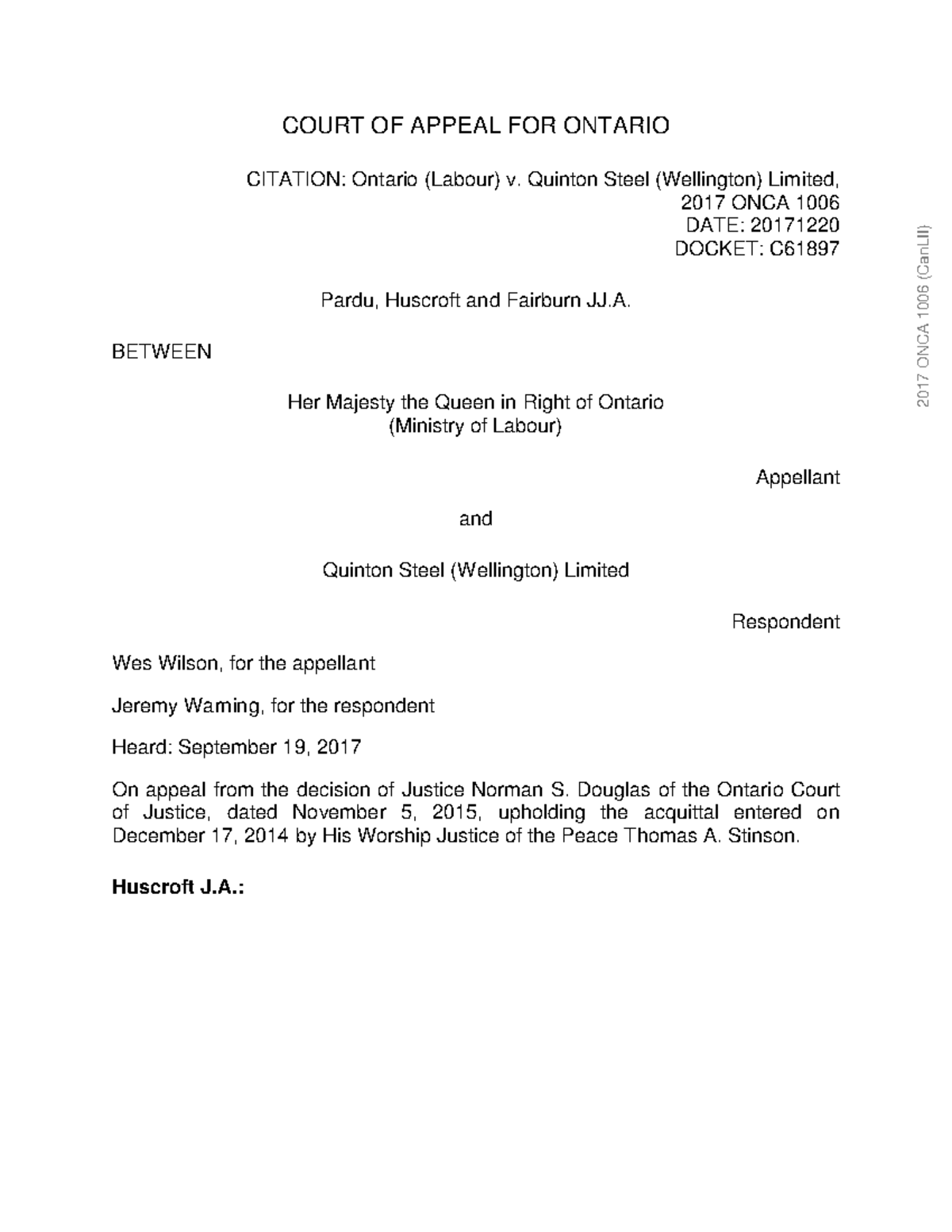 OHSA-Canlii-Quinton Steel Vs MOL - COURT OF APPEAL FOR ONTARIO CITATION ...