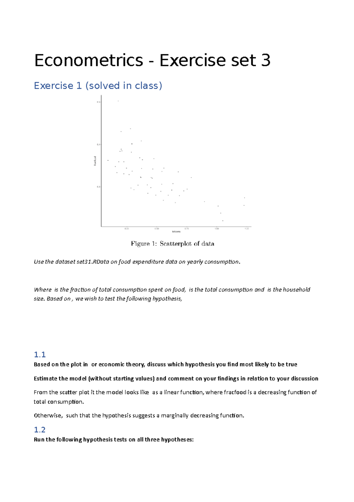 Econometrics Exercise Set 3 Med Svar Econometrics Exercise Set 3