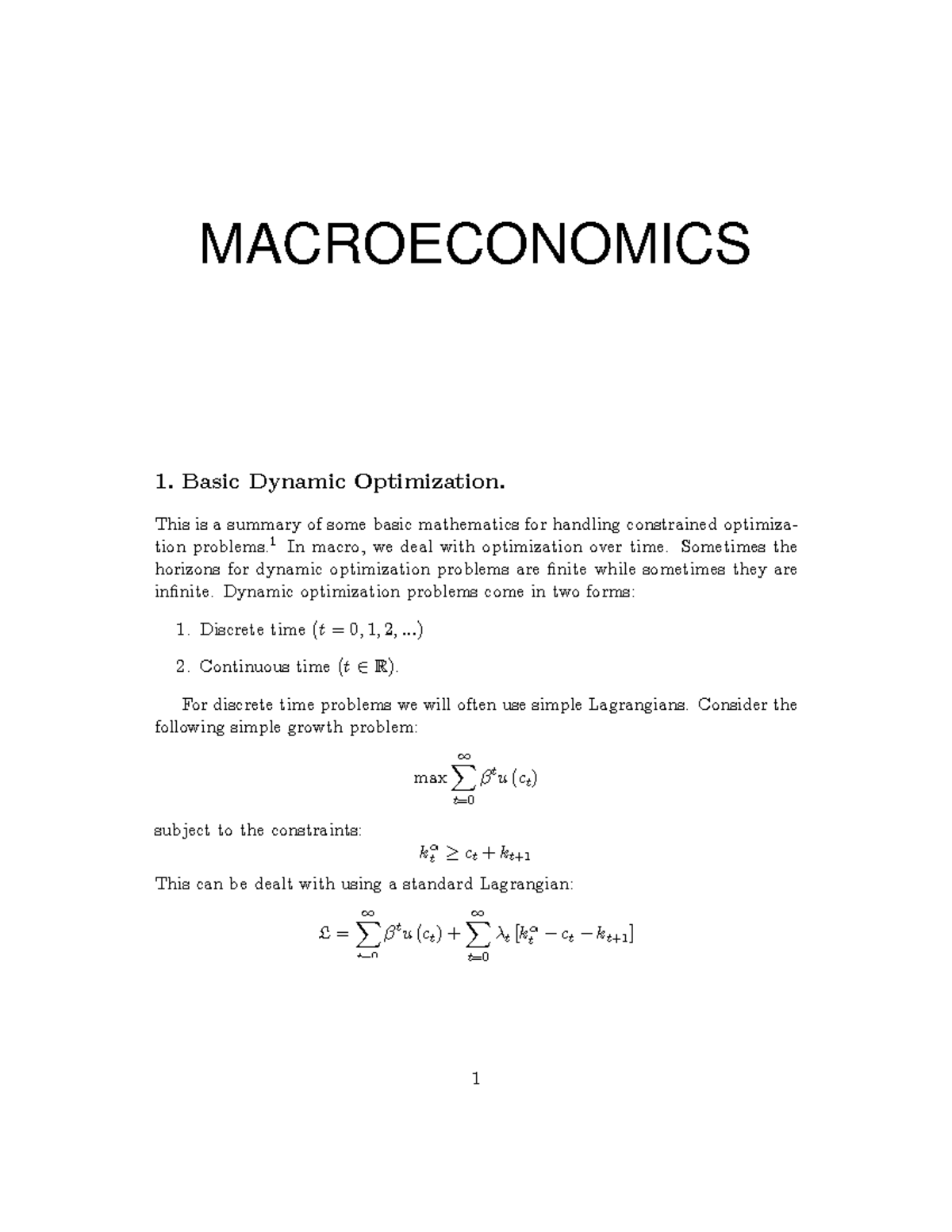 Macroeconomics - Lecture notes 17 - Notes for Macroec onomics II , EC ...