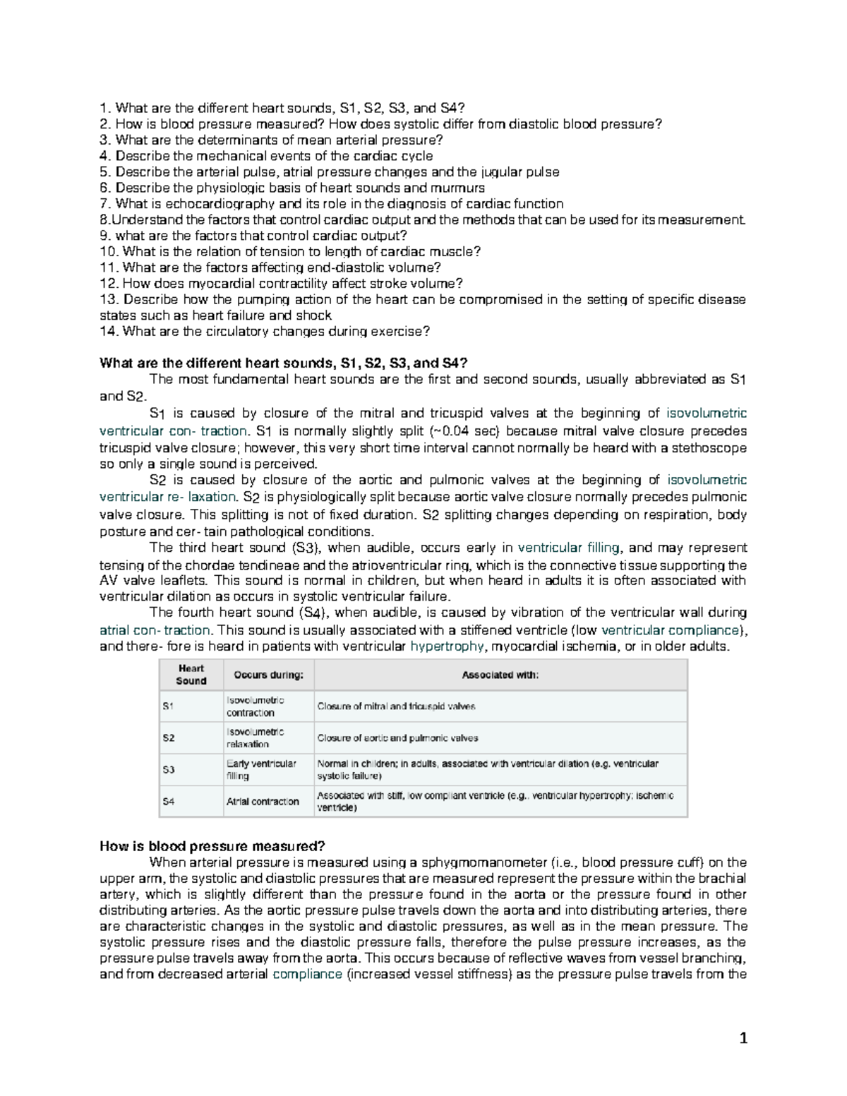 Cardio-Respi Reviewer - What are the different heart sounds, S1, S2, S3 ...