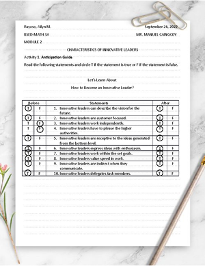 Module 4 Innovative Leadership - Rayoso, Ailyn M. November 26, 2022 
