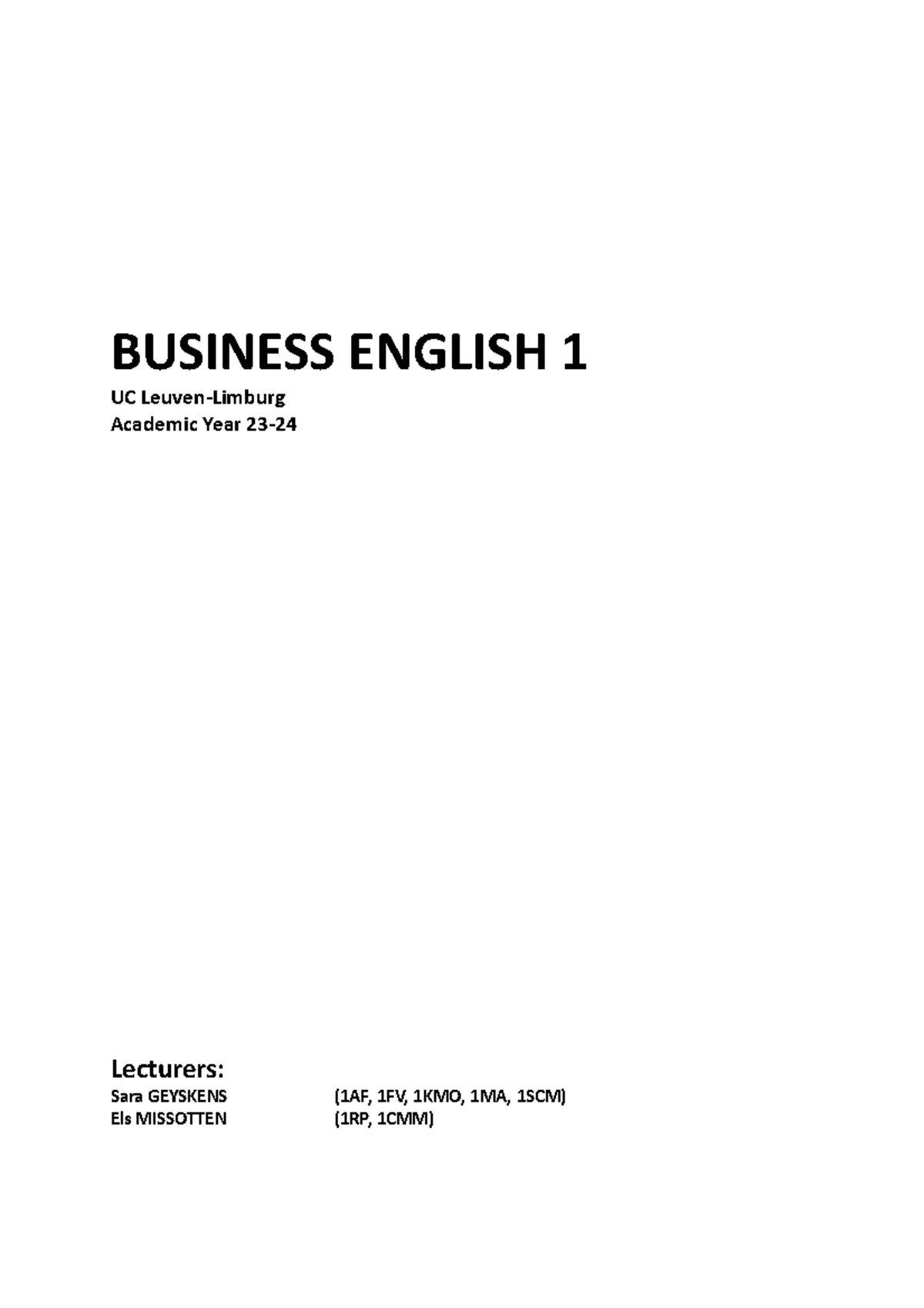 Chapter 1 - Work and Motivation (23-24) - BUSINESS ENGLISH 1 UC Leuven ...