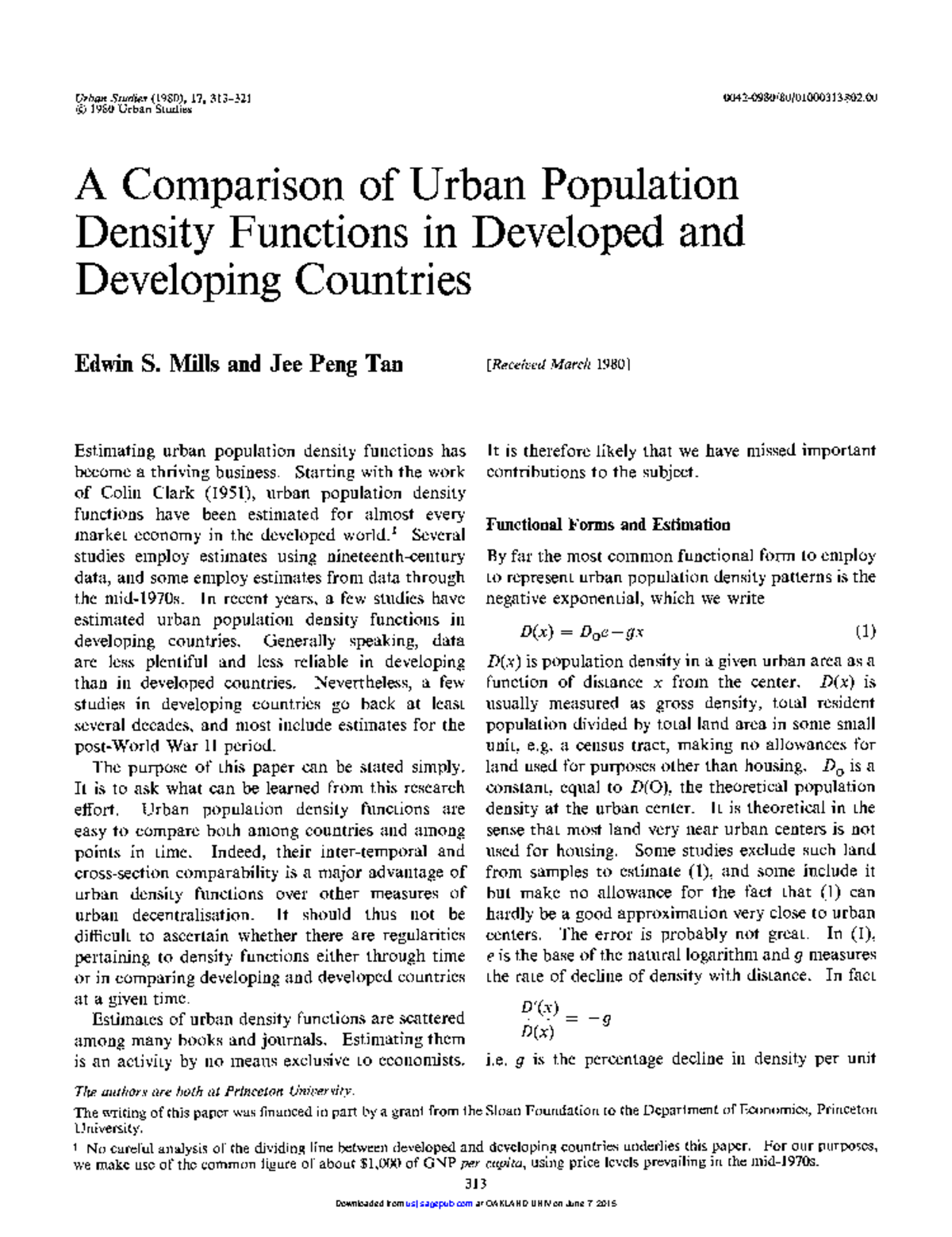 Urban population densities - Urban Studies (1980), 17, 3 1 3- © 1980 ...