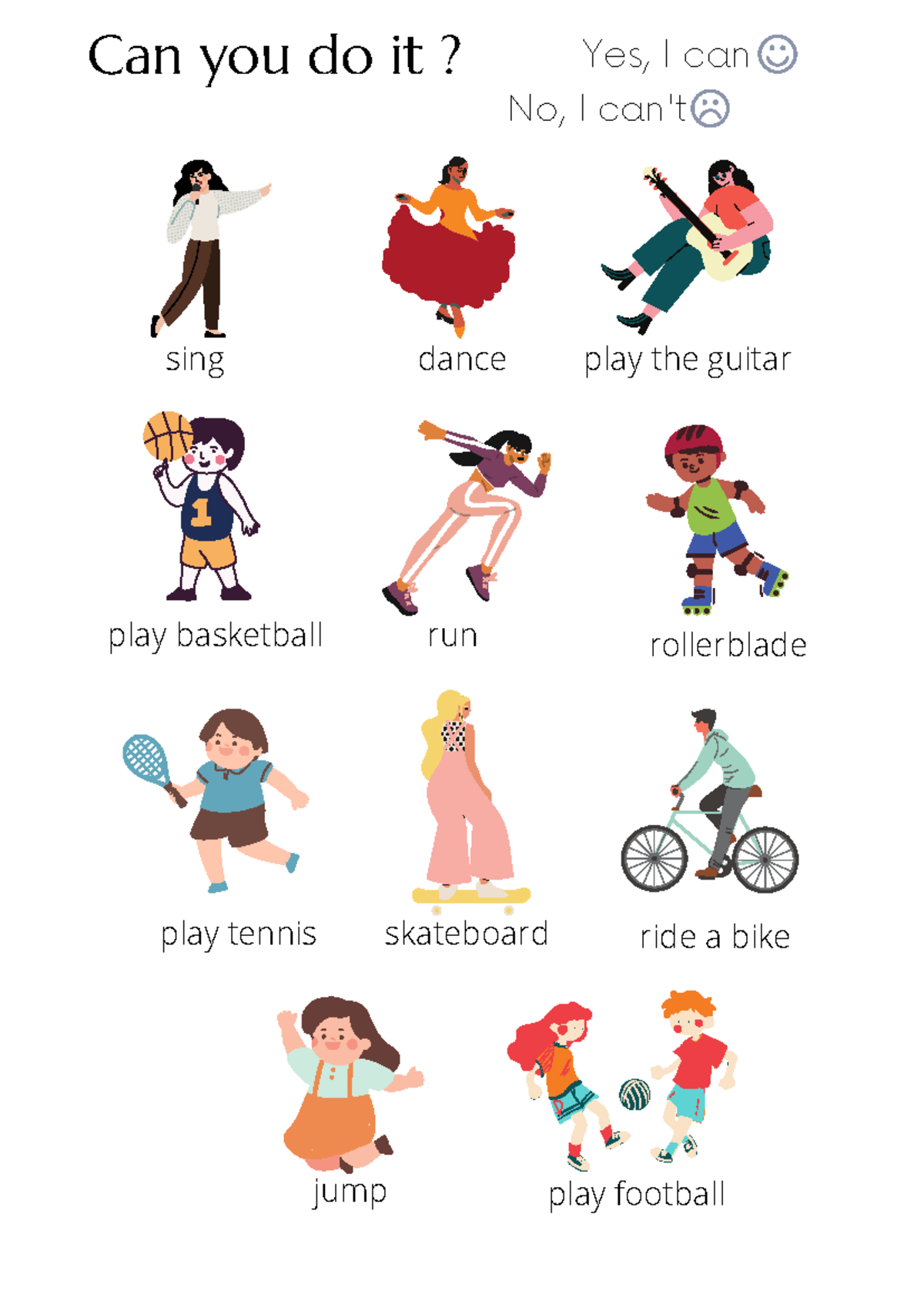 Activities - gggh - Język angielski - Can you do it? sing dance play ...