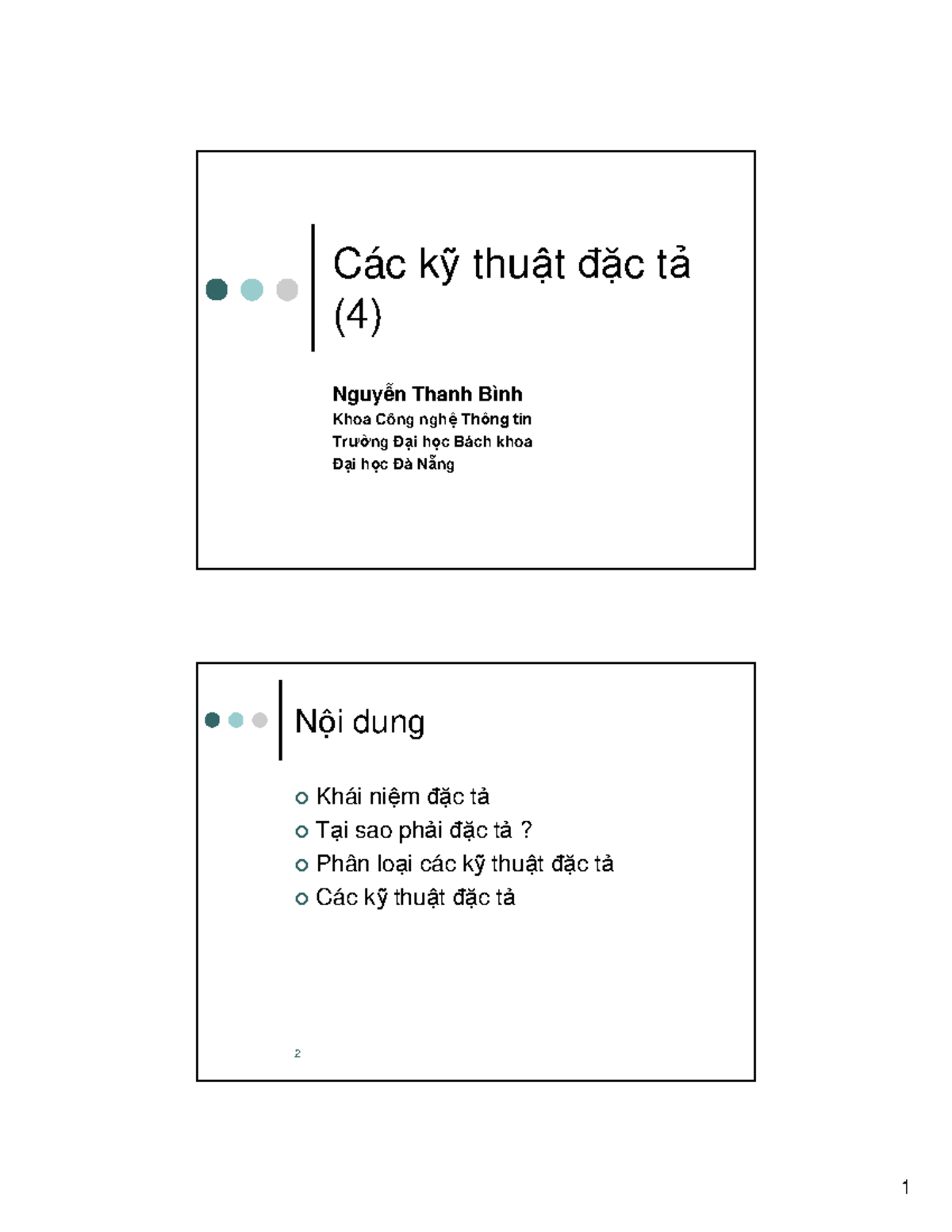 4-Ky Thuat Dac Ta - Công nghệ phần mềm - Các k thu t ñ c t (4) Nguy n Thanh Bình Khoa Công - Studocu