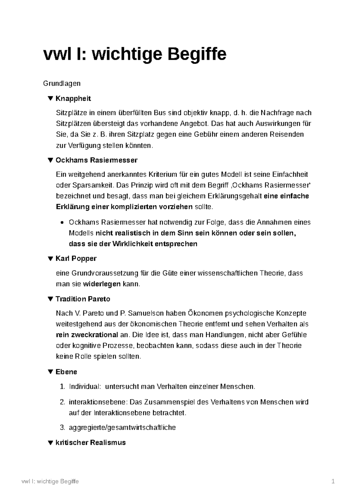 Mikro I: wichtige Begriffe - vwl I: wichtige Begiffe Grundlagen ...