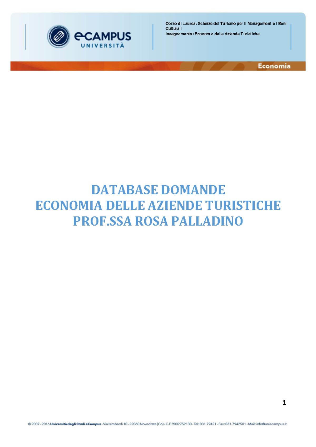 Economia Delle Aziende Turistiche domande a risposta multipla ...