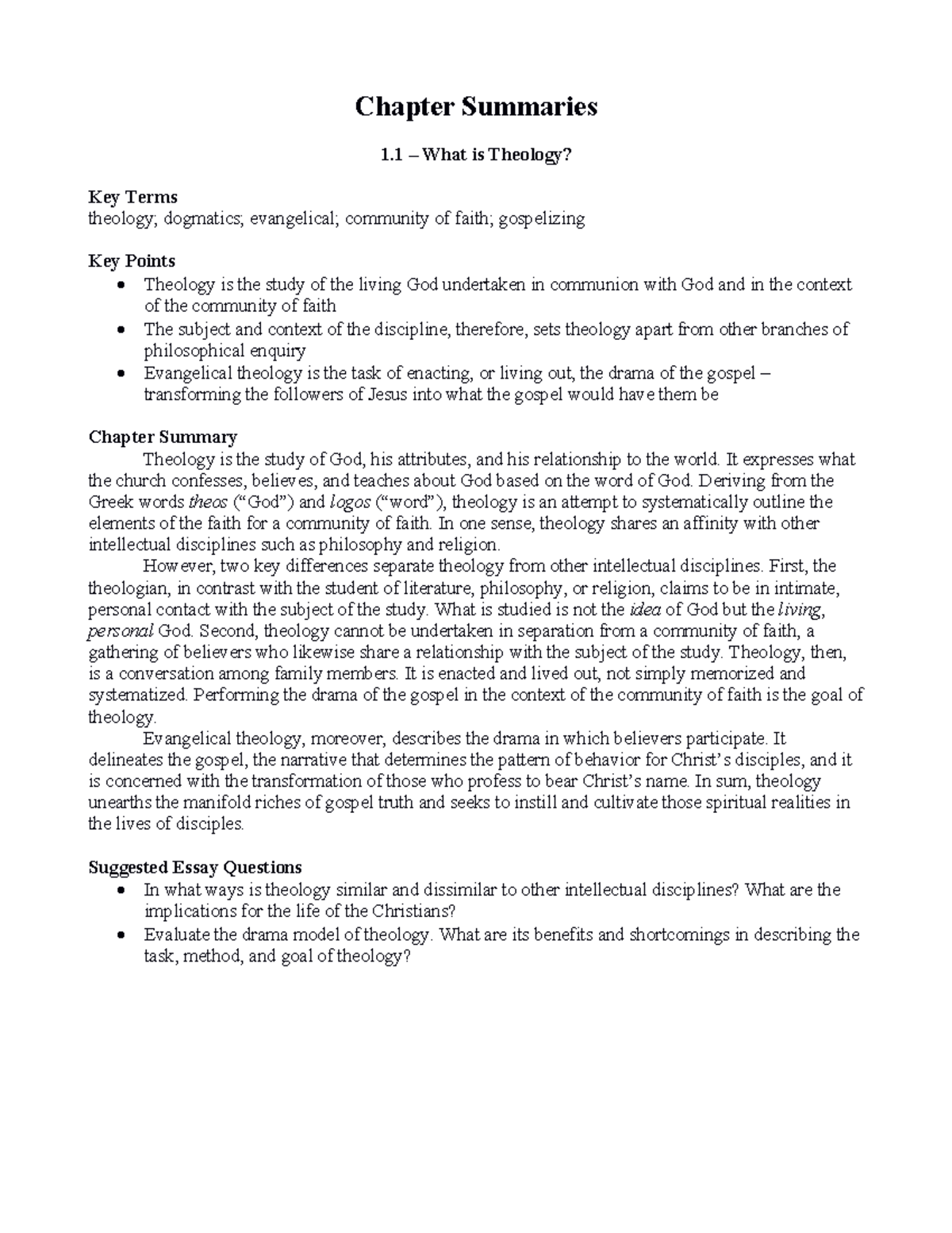 What is theology - An introduction to the study of theology notes for ...