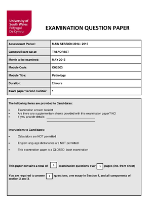 Pathology Exam Questions and Answers - Explain the role of each type ...