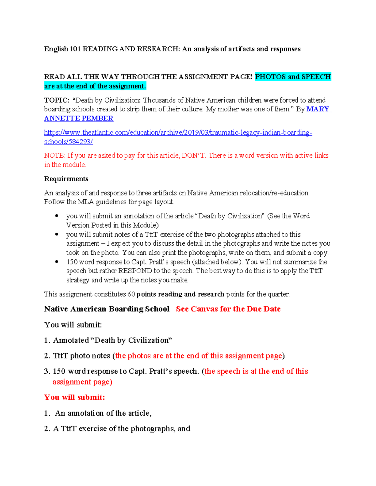 101 Reading AND Research Native American Boarding Schools, An analysis ...