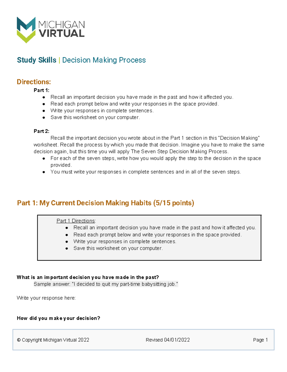 2 - The desicion making process - Study Skills | Decision Making ...