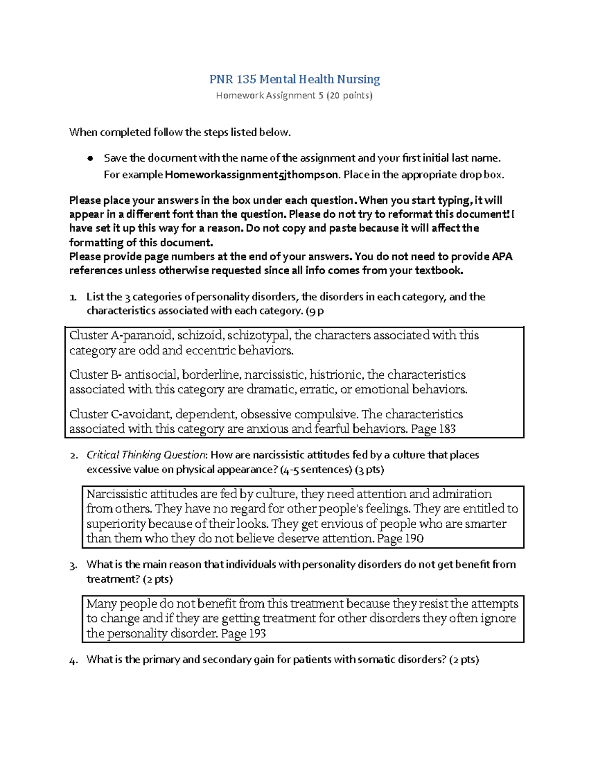 Homework Assignment Module 5 A Harrison - PNR 135 Mental Health Nursing ...