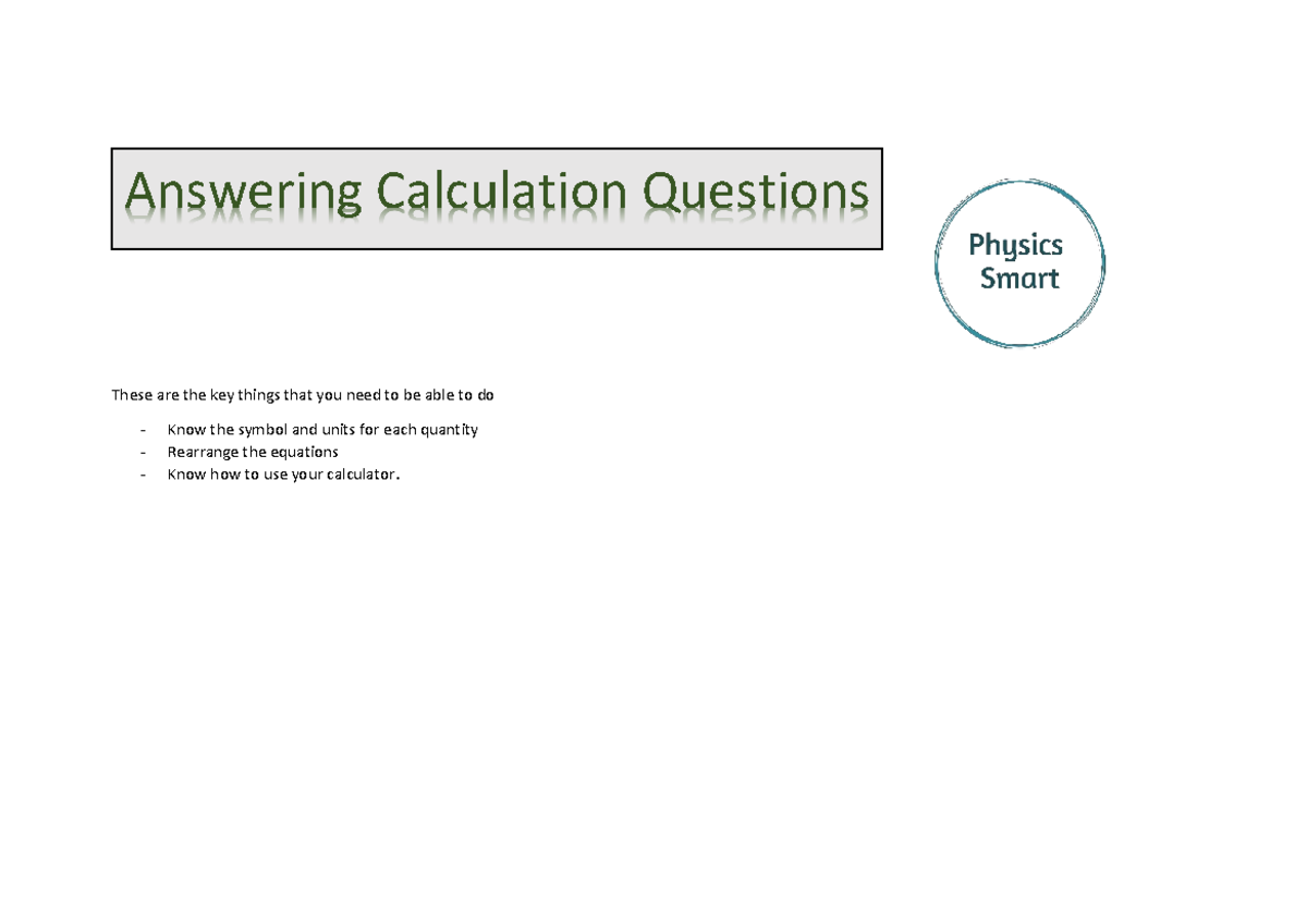 Answering Calculation Questions - These are the key things that you ...