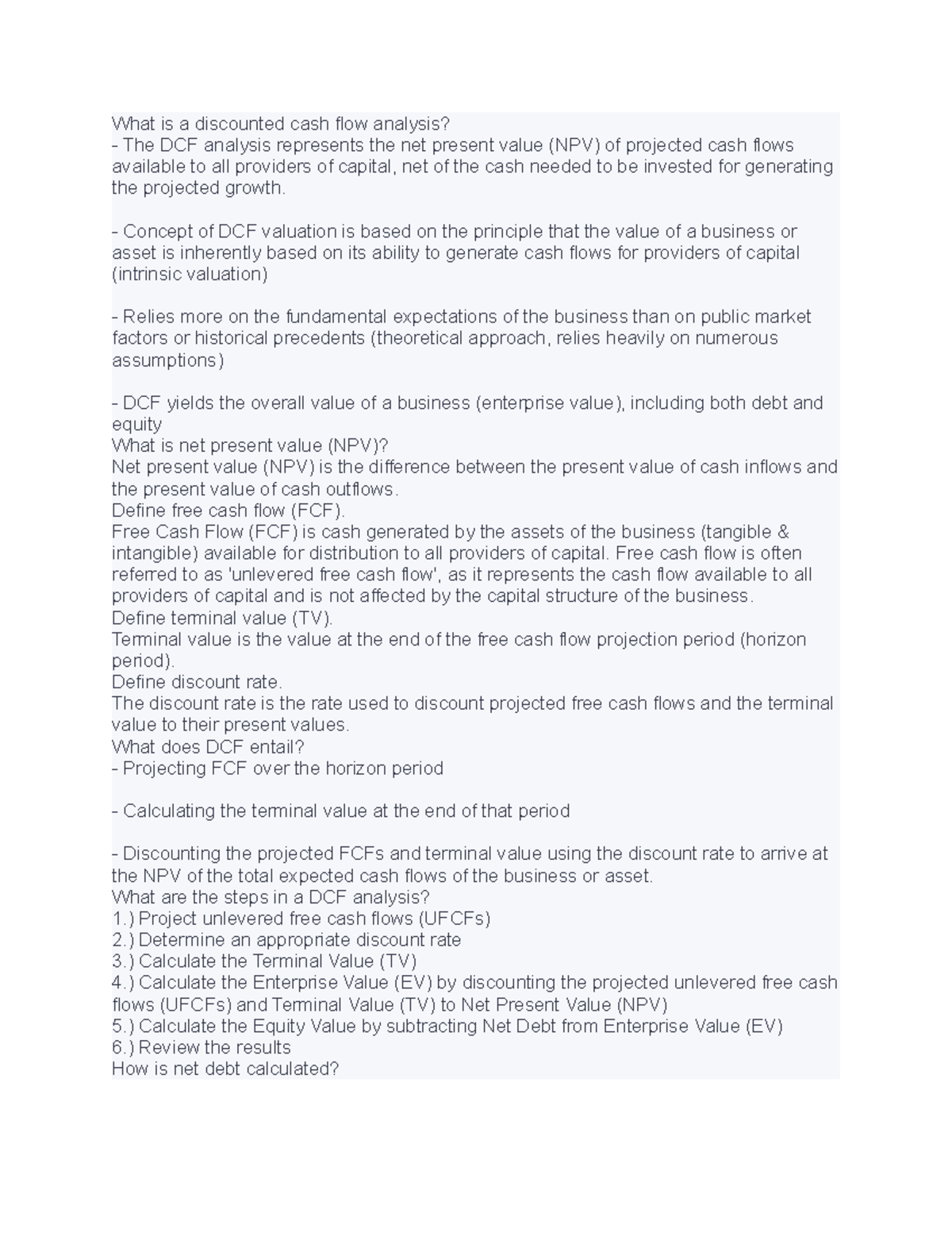 DCF Analysis - Lecture notes 1-3 - What is a discounted cash flow ...