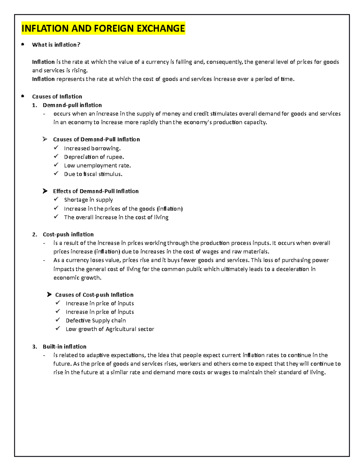 1- Inflation AND Foreign Exchange - INFLATION AND FOREIGN EXCHANGE What ...