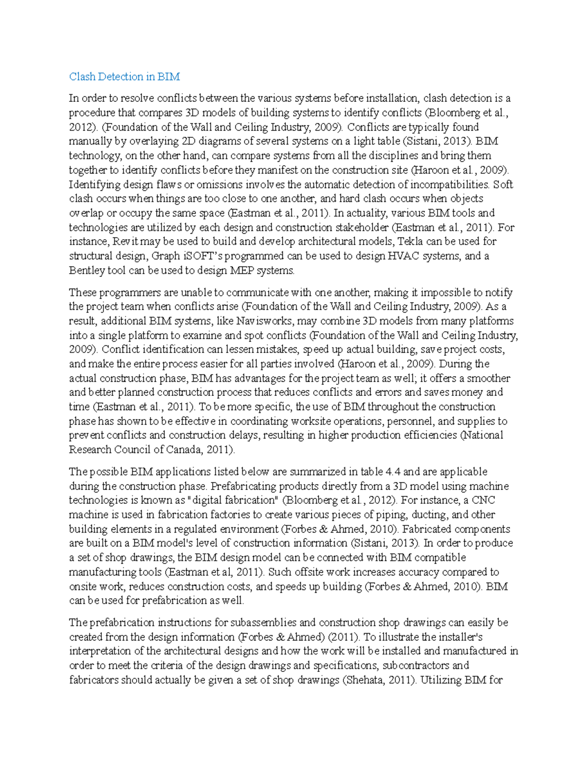 Clash Detection in BIM - , 2012). (Foundation of the Wall and Ceiling ...