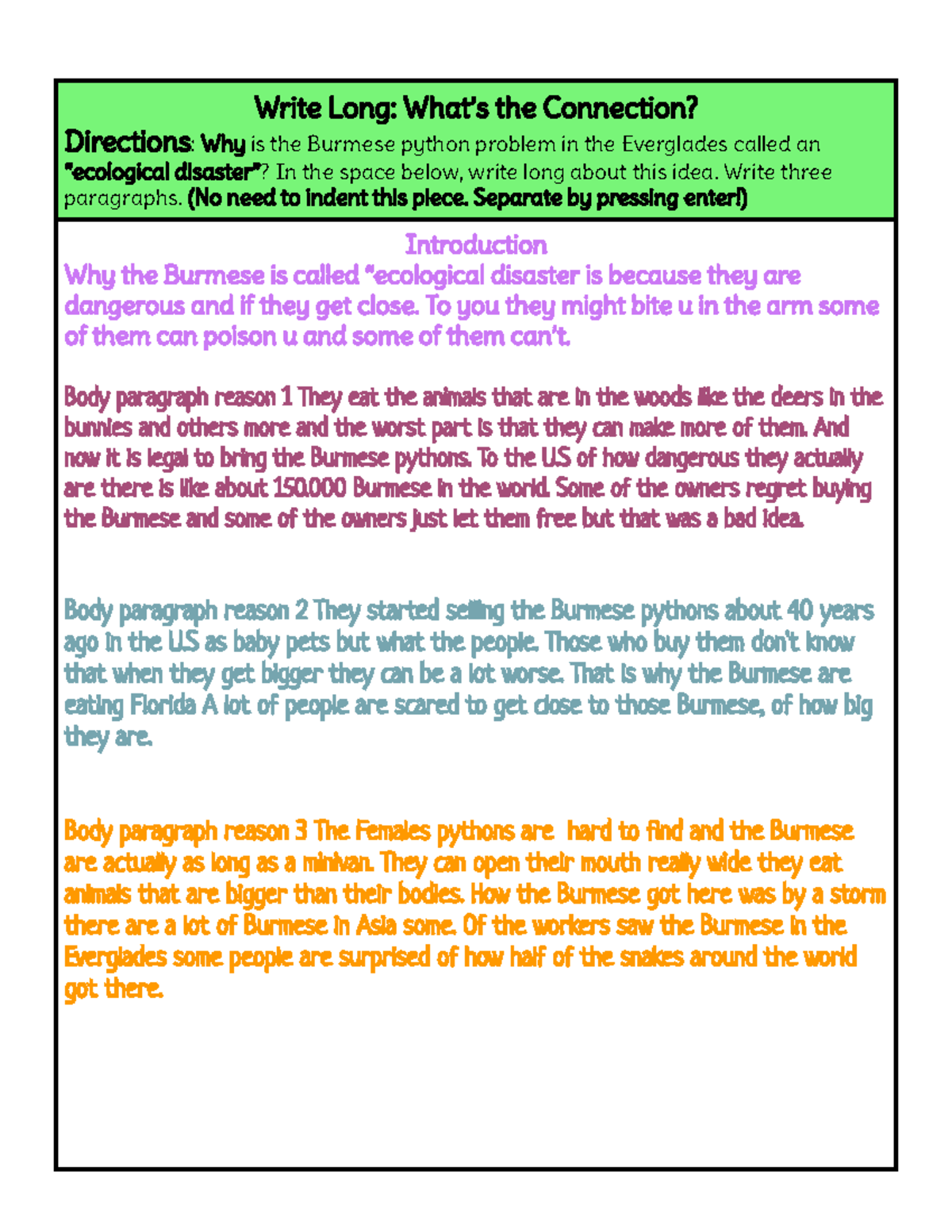 Diomar Reyes - Write Long What's the Connection - Write Long: What’s ...