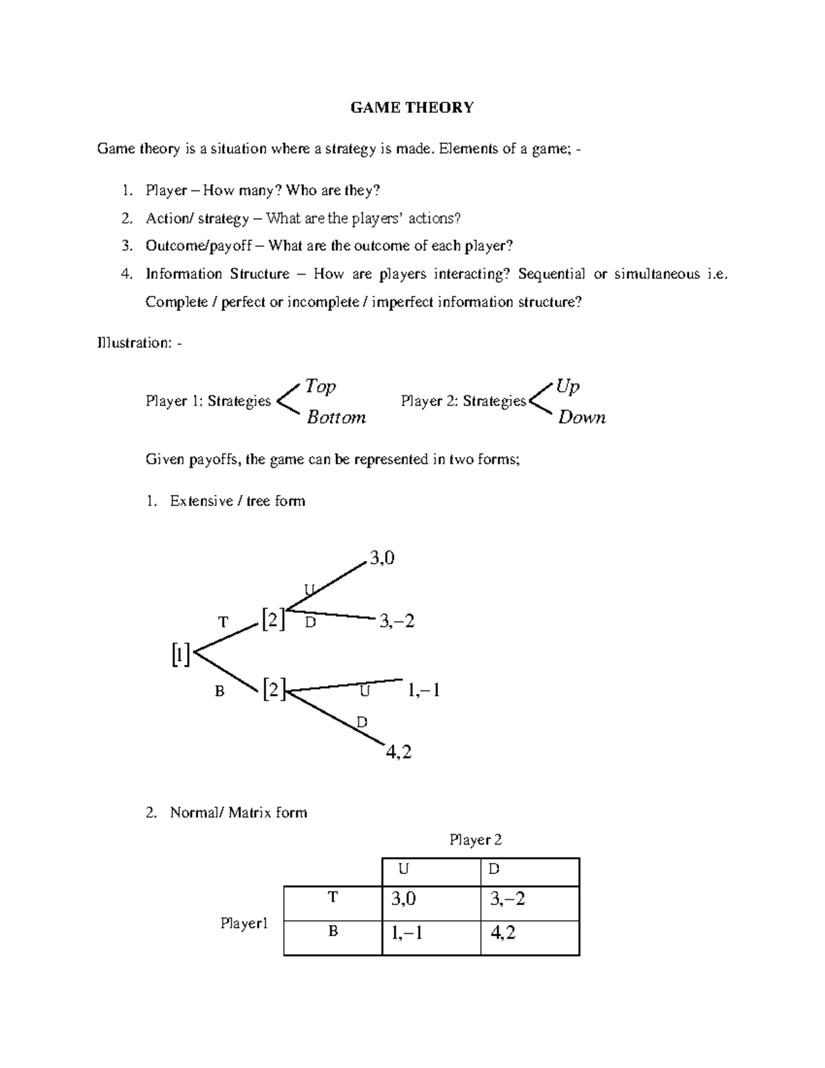 GAME Theory - GAME THEORY Game theory is a situation where a strategy is made. Elements of a ...