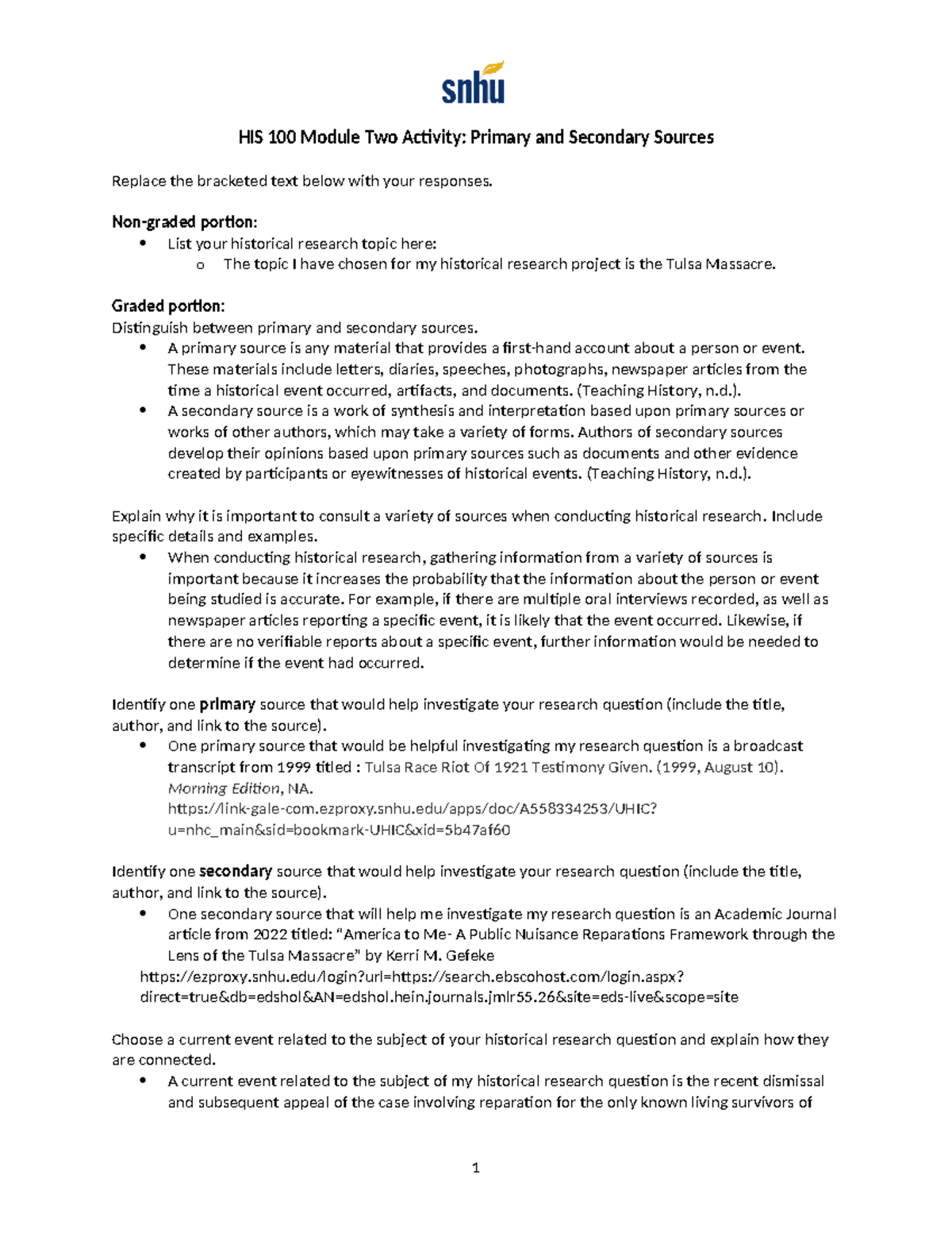 HIS 100 Module Two Activity Sources Template (1) - HIS 100 Module Two ...