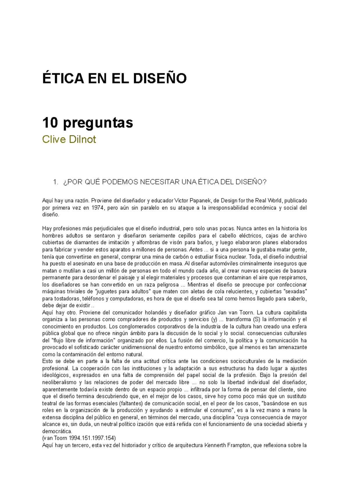 Dilnot, Clive - Ethics in Design (español) - ÉTICA EN EL DISEÑO 10 ...