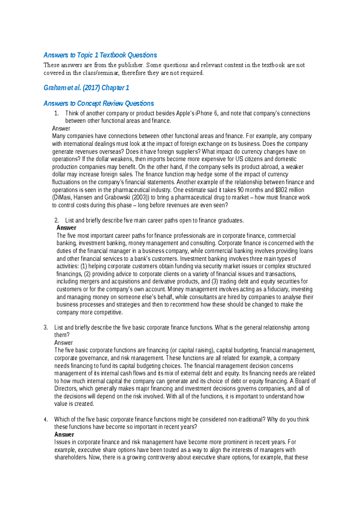 Answers to Textbook 2nd ed Topic 1 Concept Review Questions & Problems ...