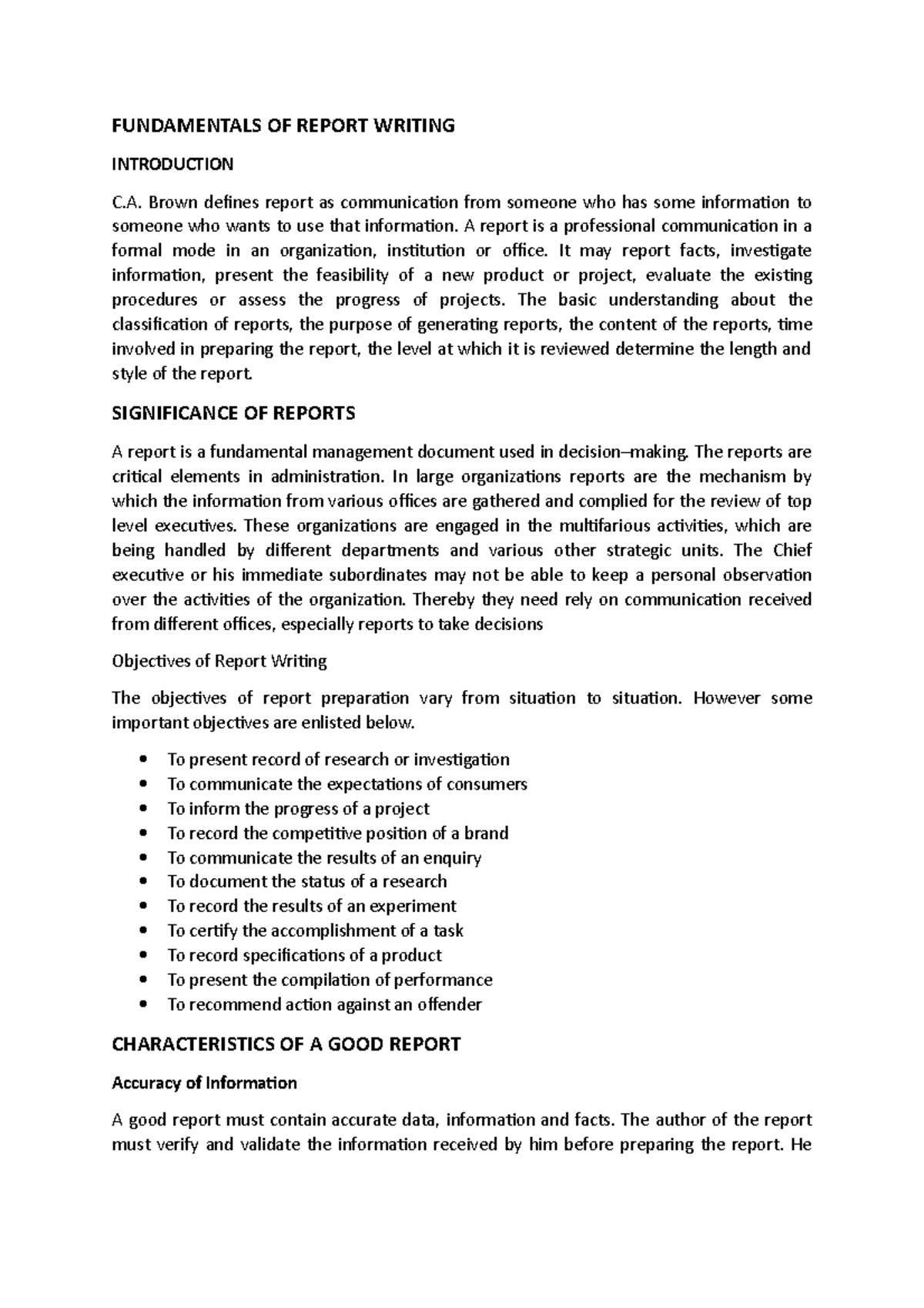 Fundamentals OF Report Writing - FUNDAMENTALS OF REPORT WRITING ...