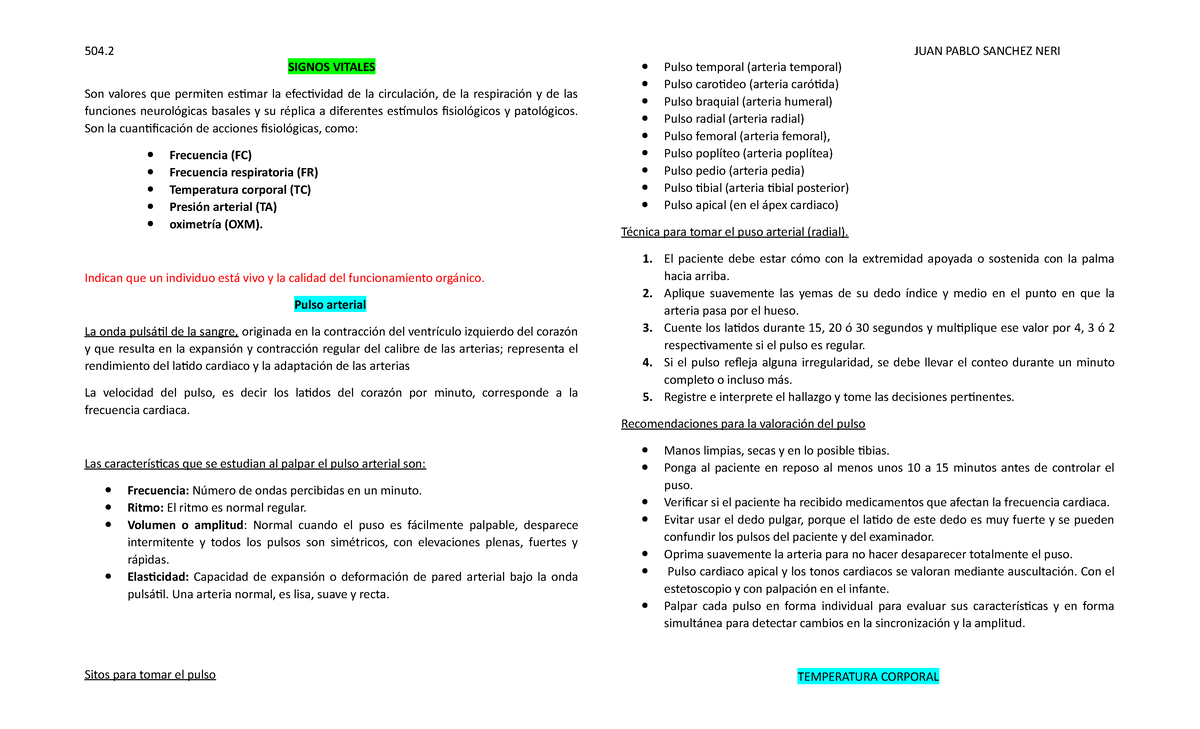 504.2- Signos Vitales. Sanchez NERI JUAN Pablo - SIGNOS VITALES Son ...
