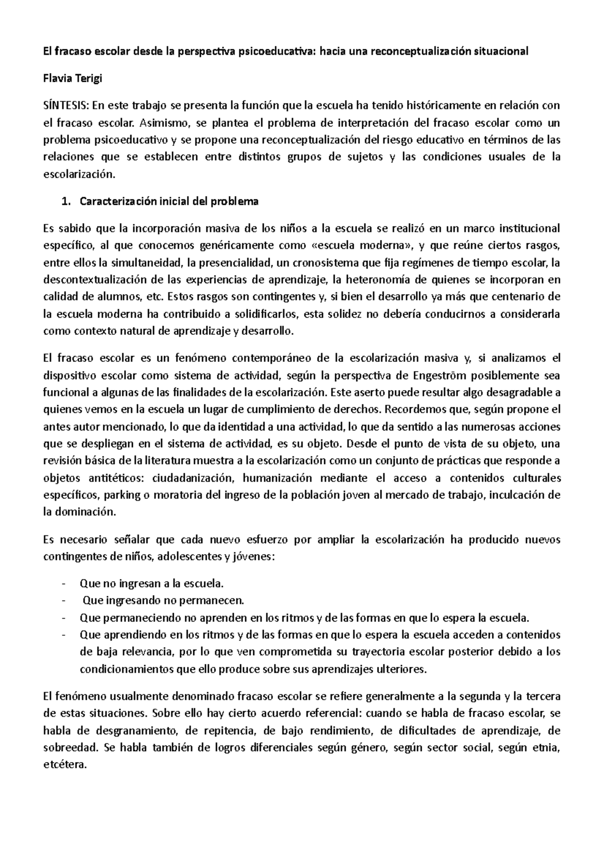 El fracaso escolar- Terigi - El fracaso escolar desde la perspectiva psicoeducativa: hacia una ...