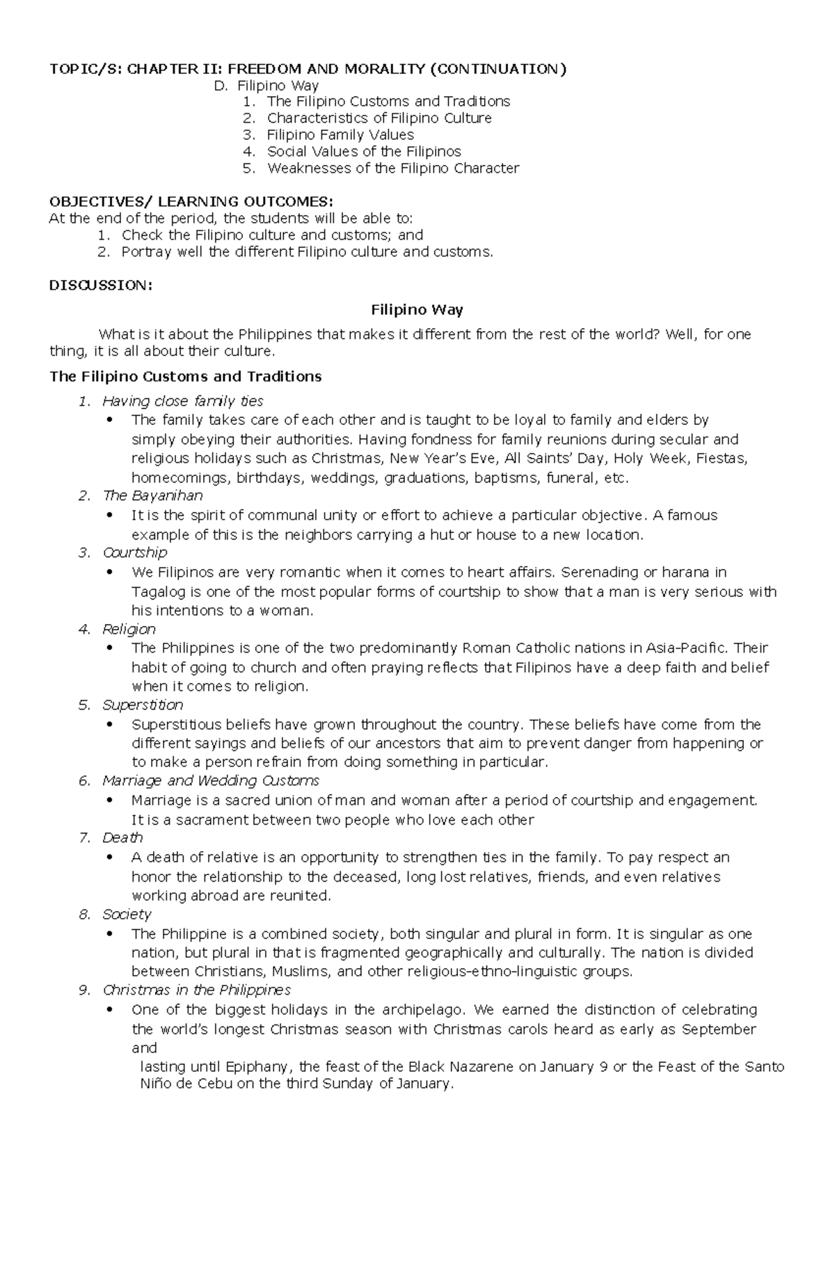 Ethics-Handout-wk56 - Ethics - TOPIC/S: CHAPTER II: FREEDOM AND MORALITY (CONTINUATION) D ...