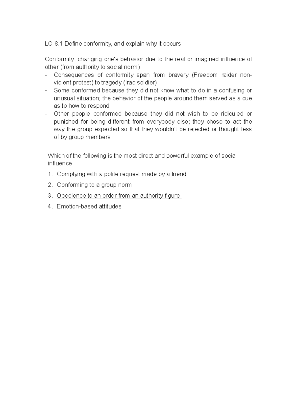 Chapter 8 Conformity Cahill Lo 8 Define Conformity And Explain Why