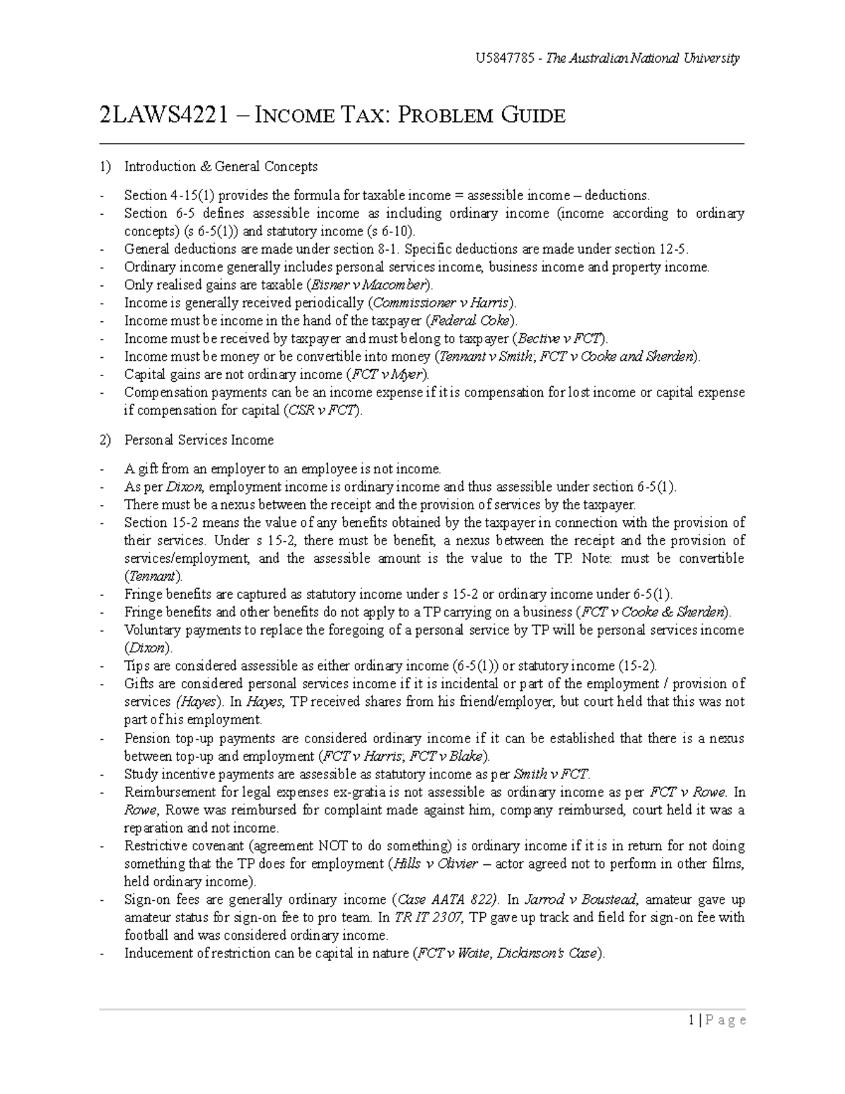 Final Exam Problem Guide - 2LAWS4221 – INCOME TAX: PROBLEM GUIDE - Studocu
