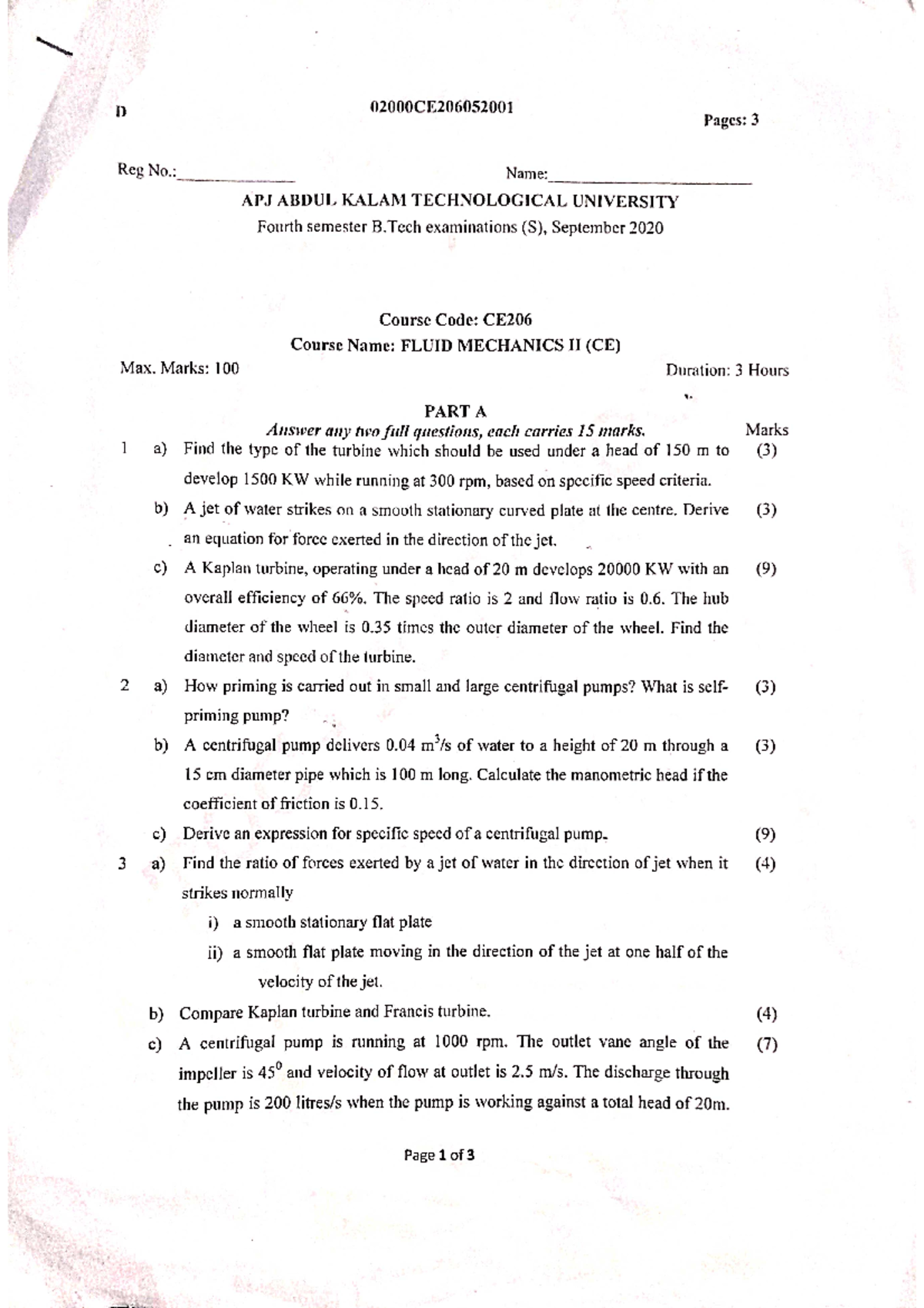 Fluid Mechanics 2 CE206 - KTU - Studocu