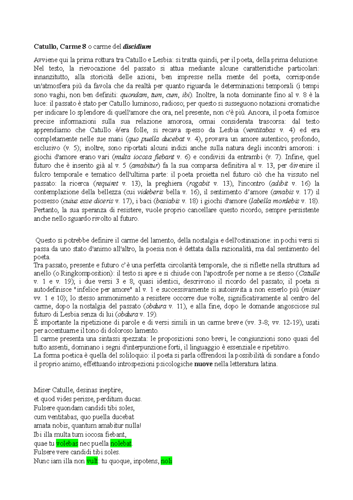 Catullo Carmi 8, 72 - Catullo, Carme 8 o carme del discidium Avviene ...