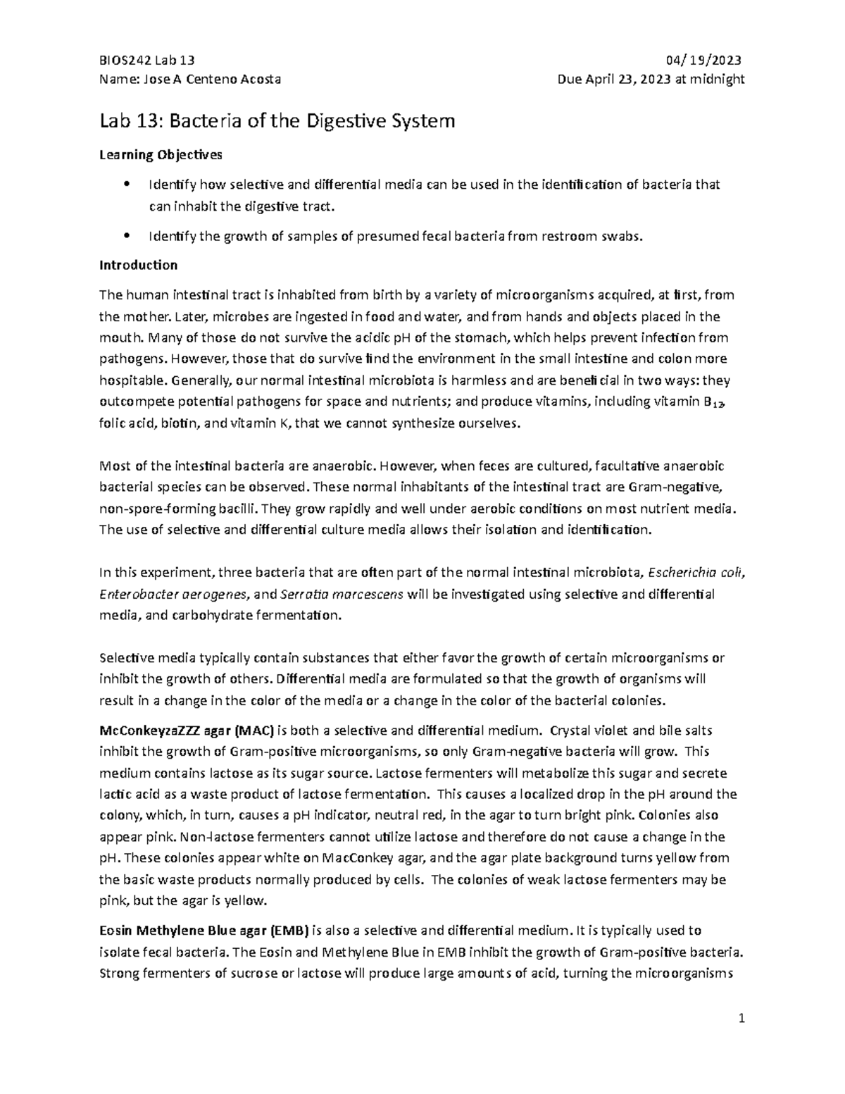 BIOS242 Week 7 Lab 13 - Week 7 Lab report 13 - Name: Jose A Centeno Acosta Due April 23, 2023 at ...