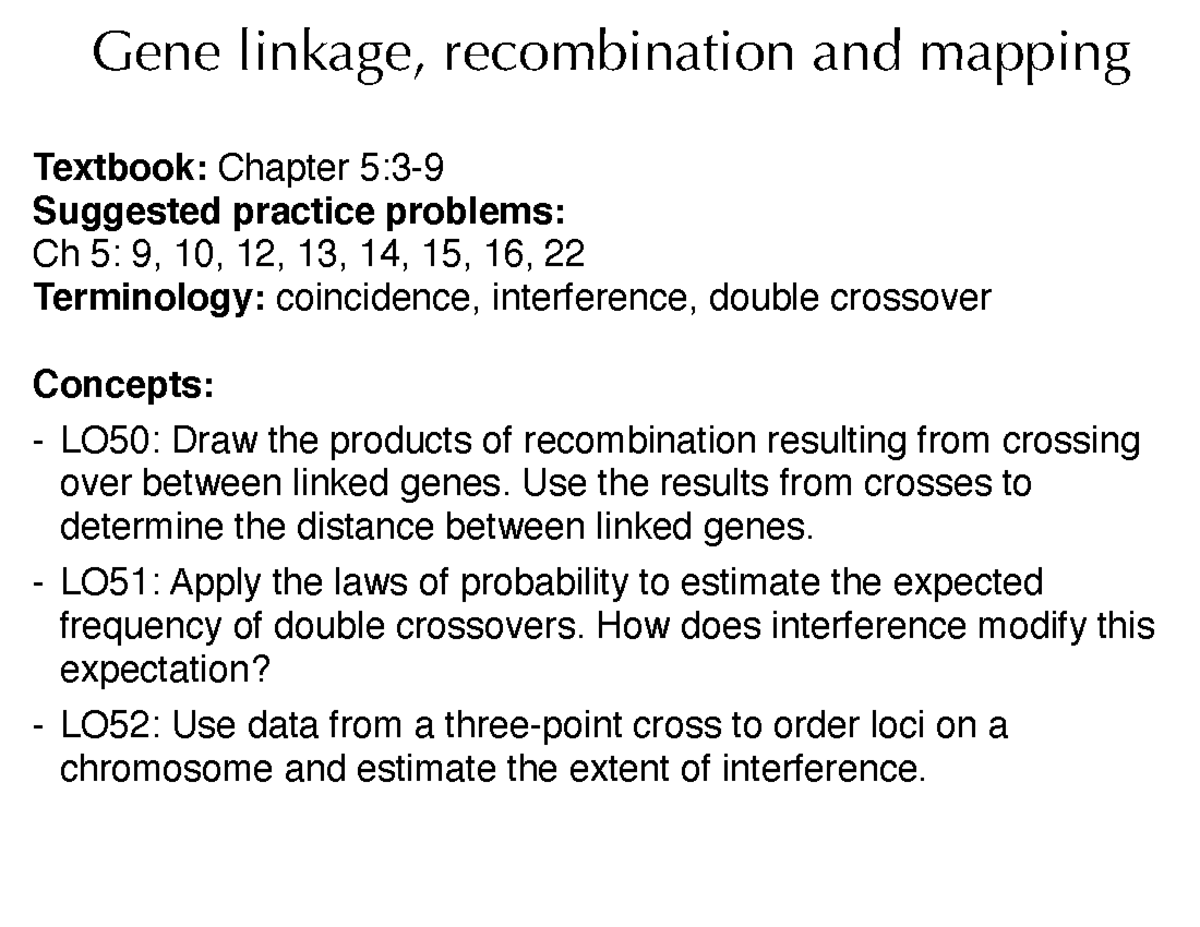 Genetics lec19 10 8 21 - Textbook: Chapter 5:3- Suggested practice ...
