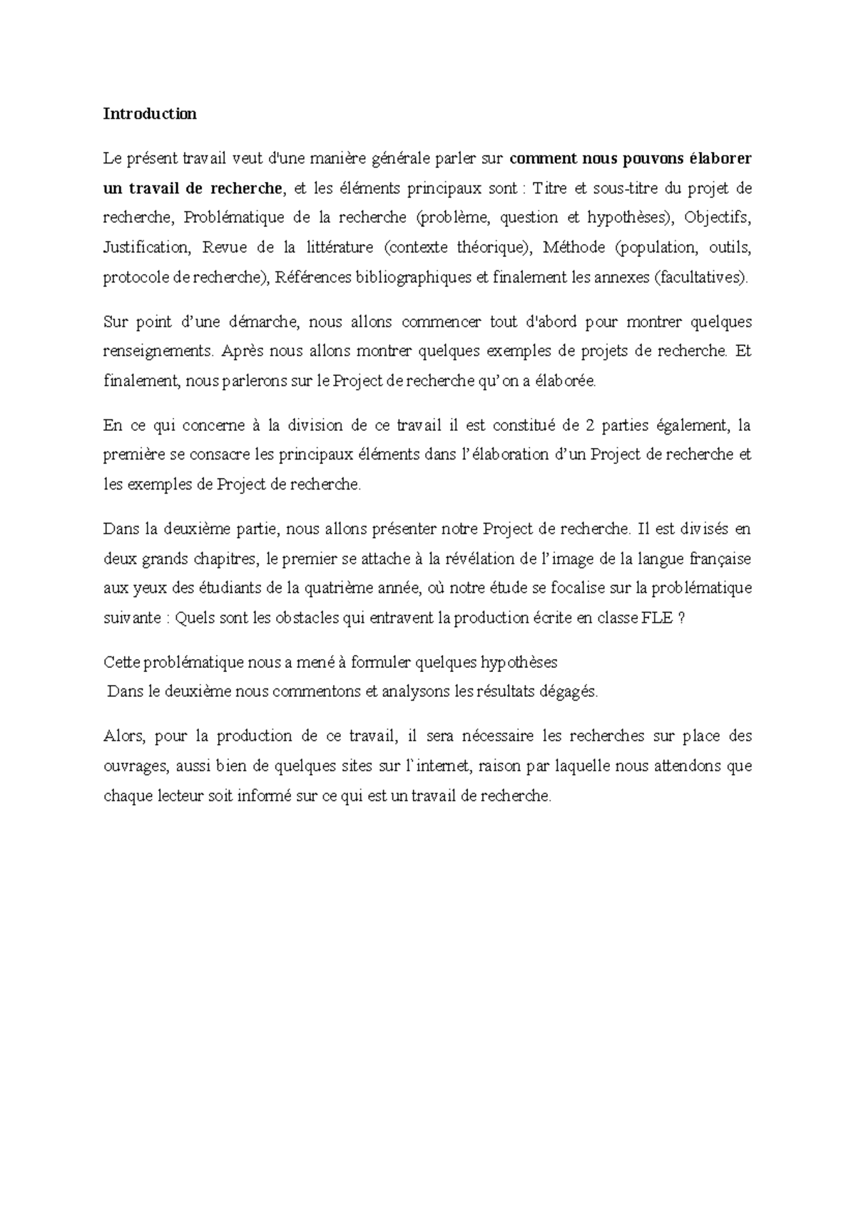 Travail pratique de l'ecrit-2 - Introduction Le présent travail veut d ...