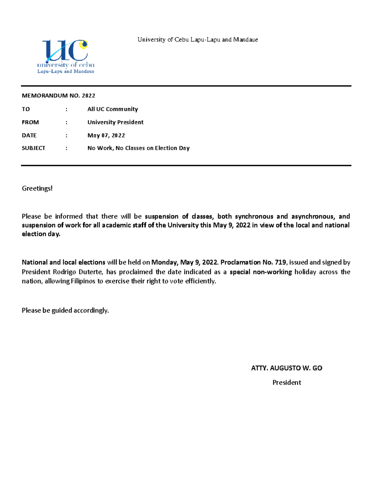 Laude - English - University of Cebu Lapu-Lapu and Mandaue MEMORANDUM ...