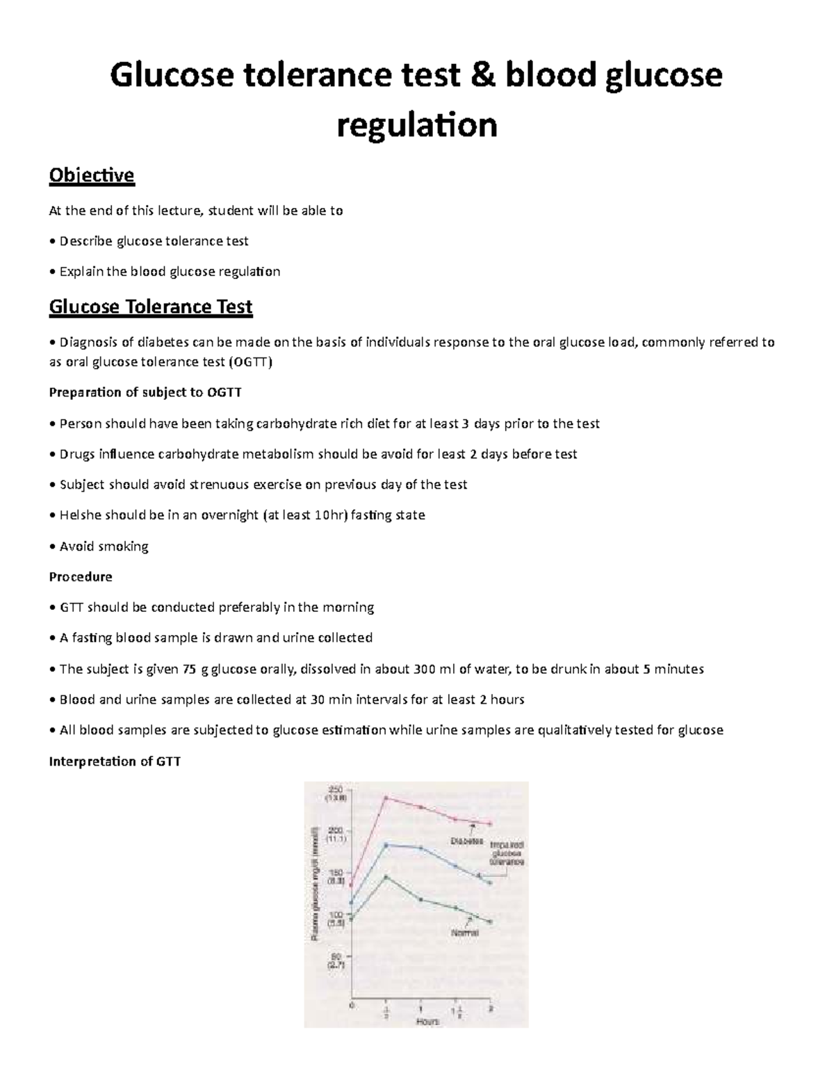 Sem 01 Pharmacy GTT and Regulation of Glucose level - Glucose tolerance ...