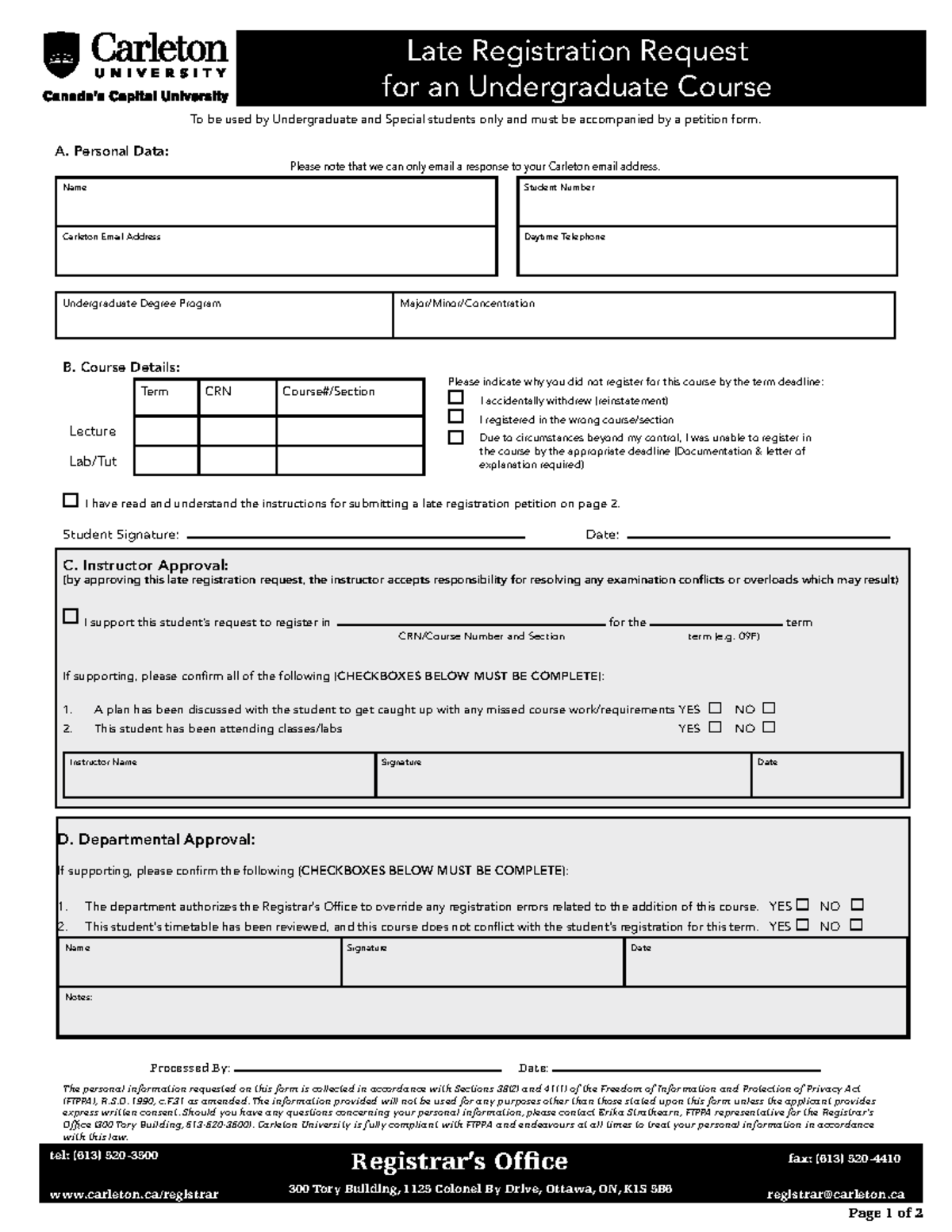 Late Registration Request - Personal Data: Please note that we can only ...