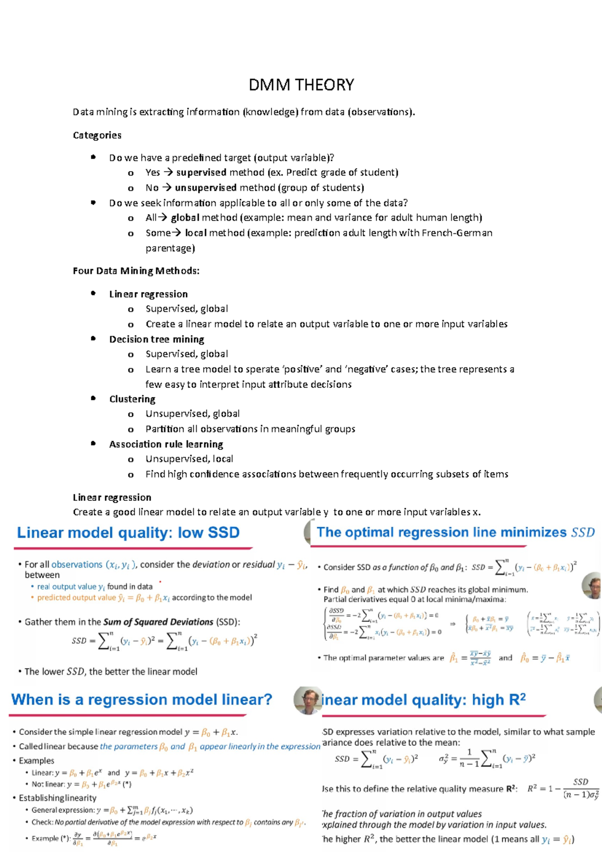 DMM Theory - summary - DMM THEORY Data mining is extracting information ...