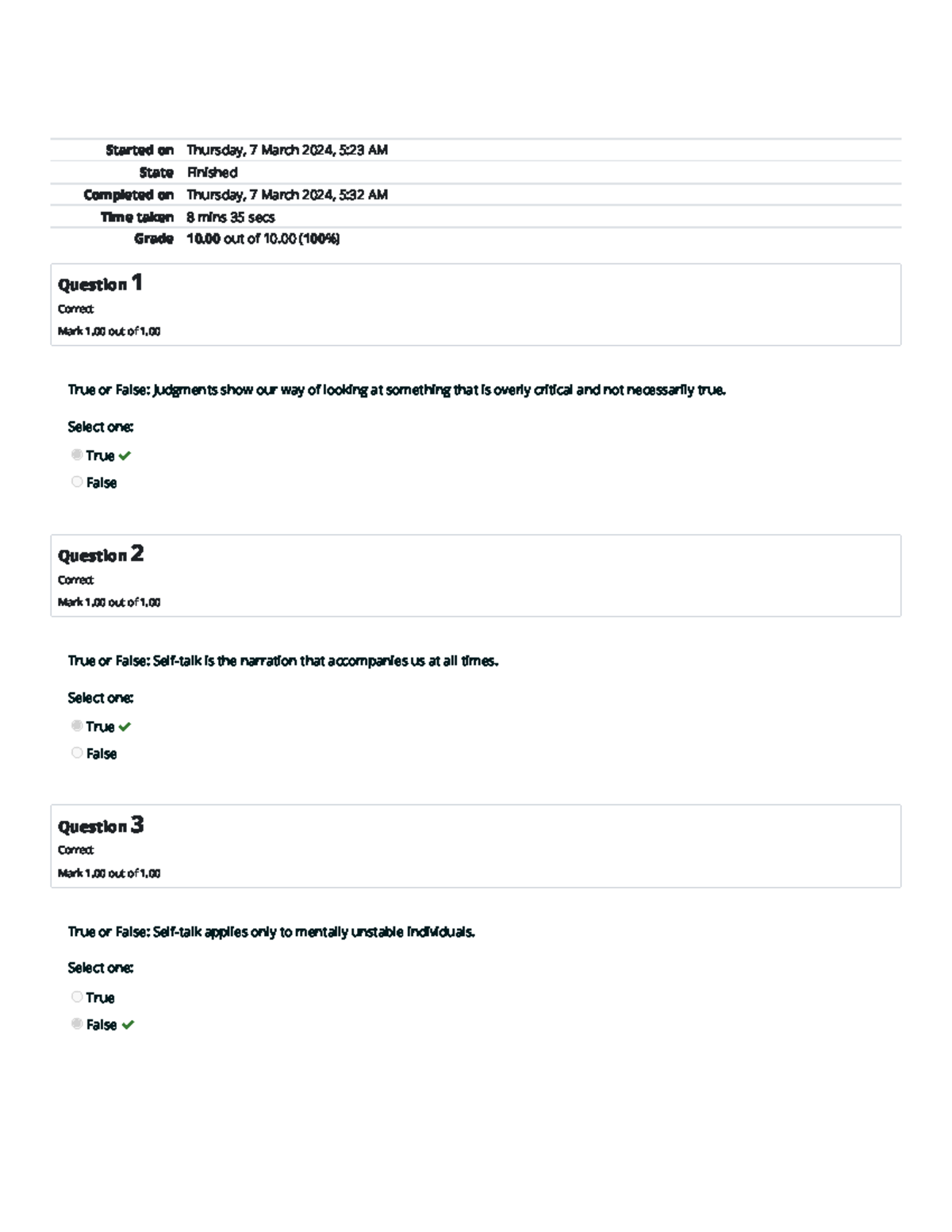 Self-Quiz Unit 6 - Unit 6 Self Graded quiz - Started on Thursday, 7 ...