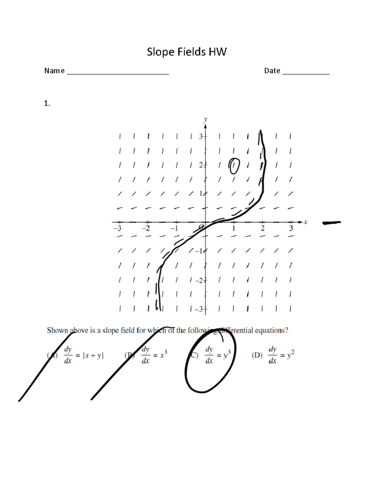 74. Slope Fields HW - Slope Fields HW Name ...