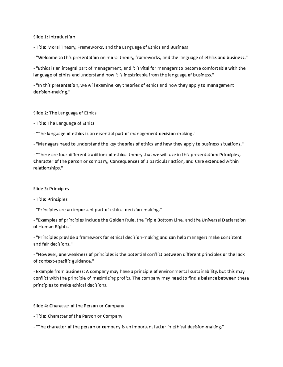 Slides for presentation - Slide 1: Introduction Title: Moral Theory ...