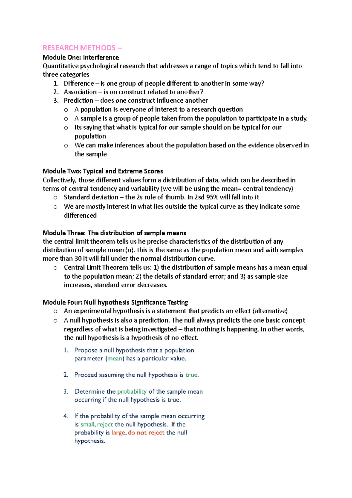 Research Methods - used in practical classes and for assignment ...