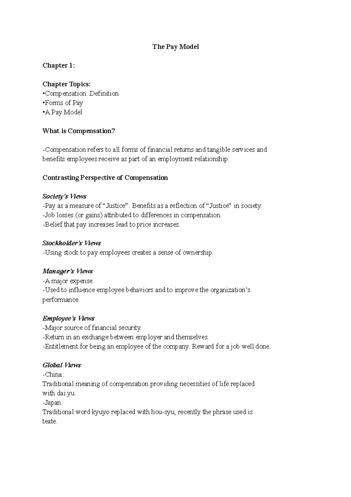 The Pay Model Module - The Pay Model Chapter 1: Chapter Topics ...