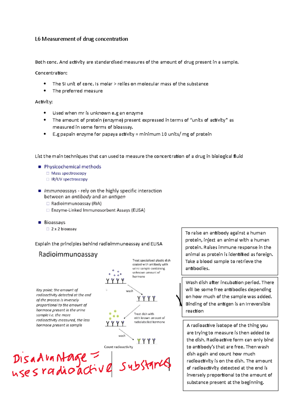 L6 - And activity are standardised measures of the amount of drug ...