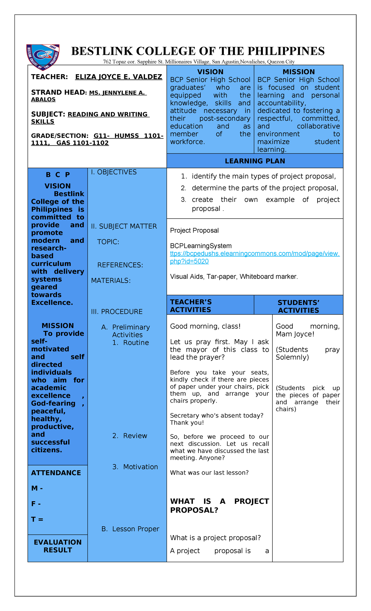 ENG2-LP-WEEK13 - Lesson plan - BESTLINK COLLEGE OF THE PHILIPPINES 762 ...